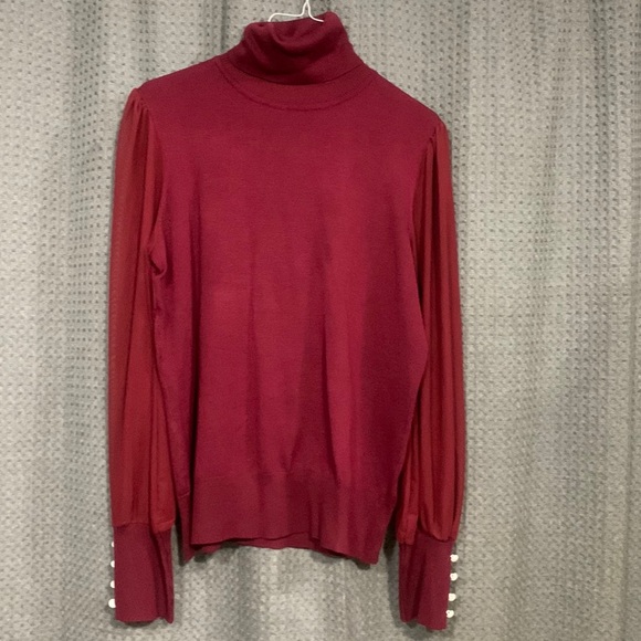 Absolutely Famous | Sweaters | New Burgundy Turtleneck Sweater Sheer ...